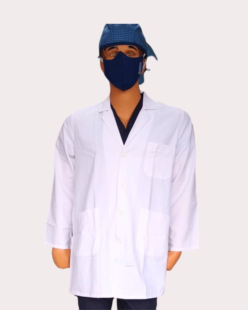 Mandil Médico Americano Hombre Gabardina| Blanco – Elet Uniformes